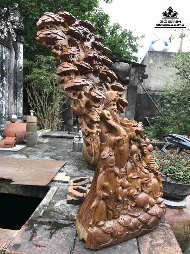 Tượng Tam Đa Phúc Lộc Tho Đứng Gỗ Tùng Gỗ Bách Xanh Cao 90 Ngang 50 Sâu ...