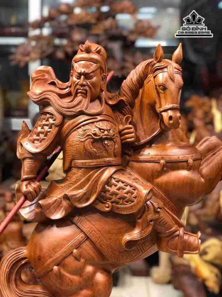 Tượng Quan Công Cưỡi Ngựa gỗ hương cao 90 rộng 50 sâu 25 (cm) | Gỗ Đỉnh