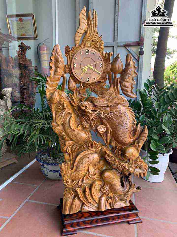 Tượng Cá Chép Hóa Rồng Gỗ Xá Xị ( Gù Hương ) Cao 133 ( Cả kỵ ) Ngang 65 ...