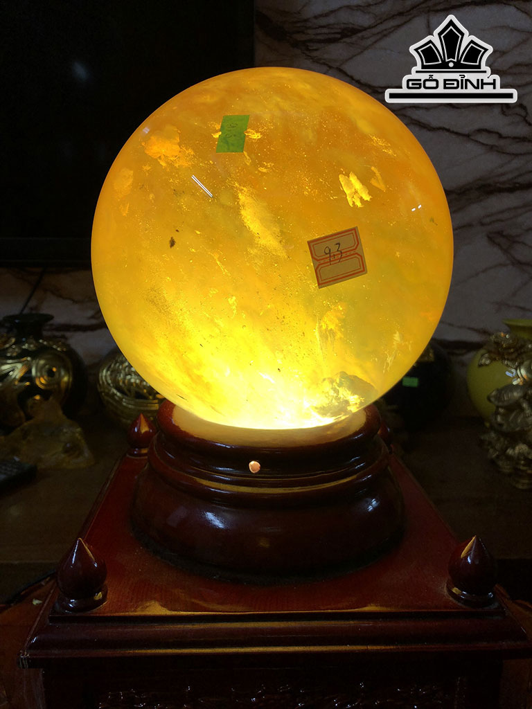 Bi Cầu Thủy Tinh Vàng Đường Kính Hạt 19 (cm) 9,3kg | Gỗ Đỉnh
